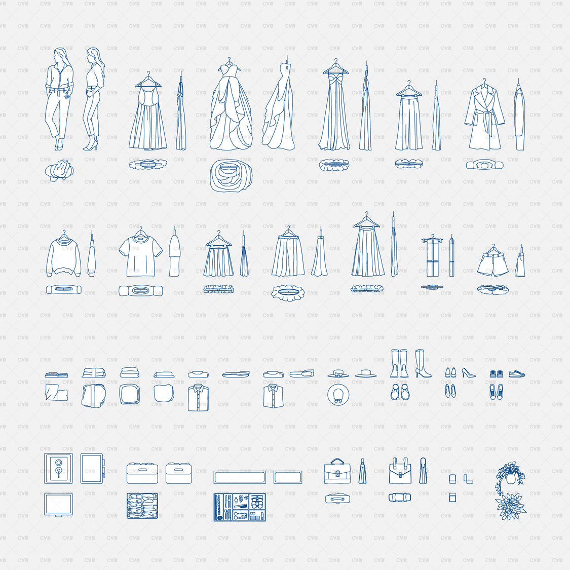 Download Dynamic CAD Blocks and Vector Wardrobe Objects - Hers (Women ...
