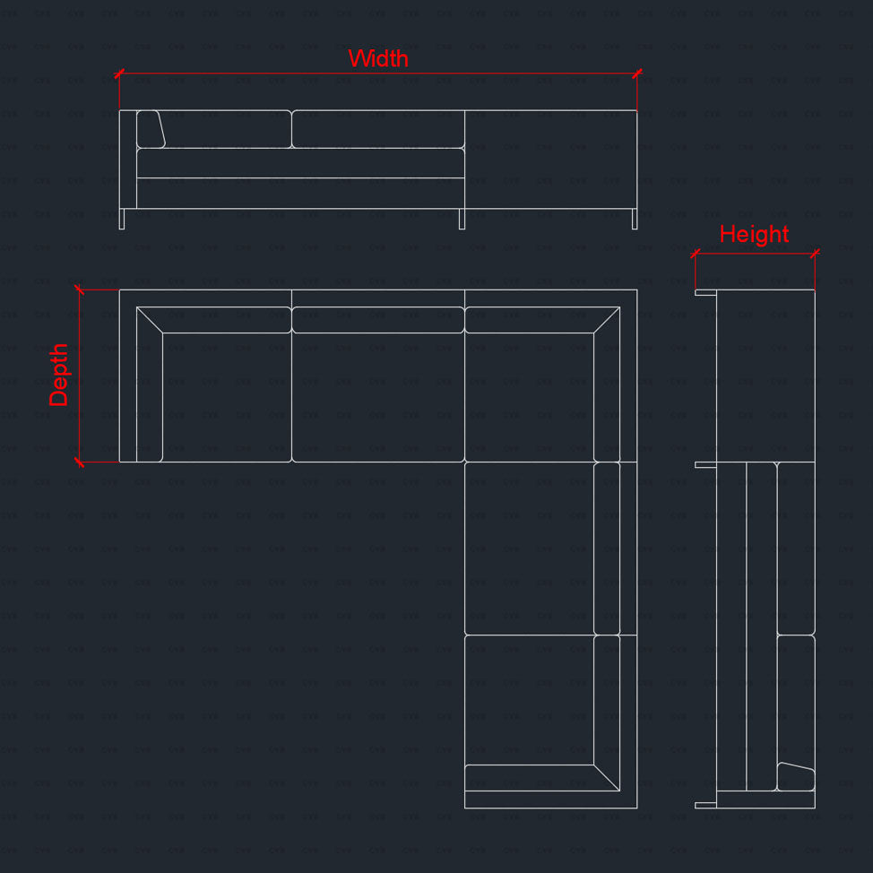 Download CAD Dynamic Blocks and Vector Modular Sofa | CADasBuilt ...